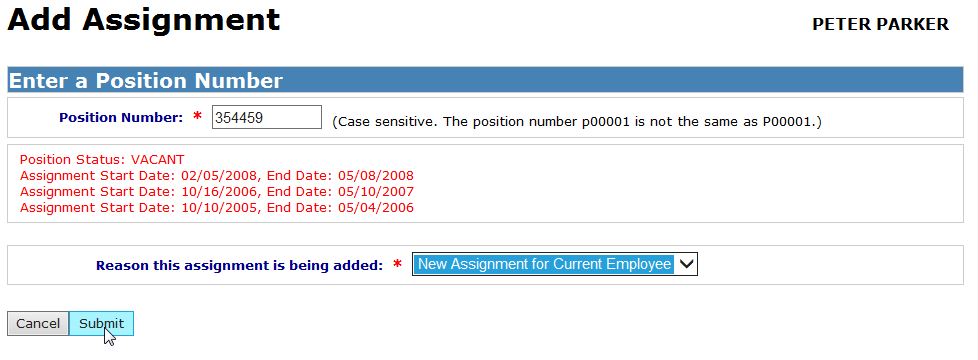 HRMS Comm Site-Add Assignment